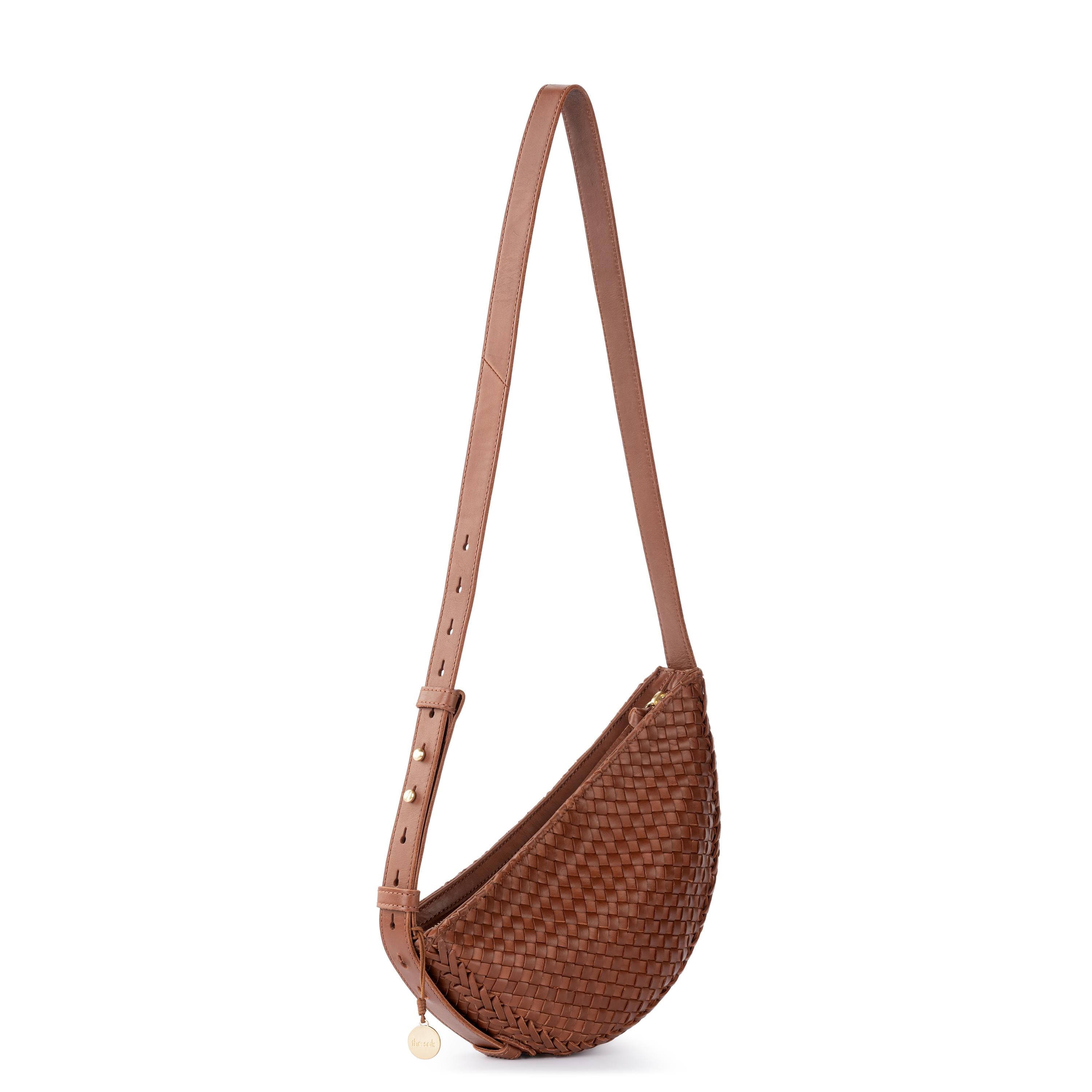 Tess Sling Bag in Woven Cognac Leather – The Sak