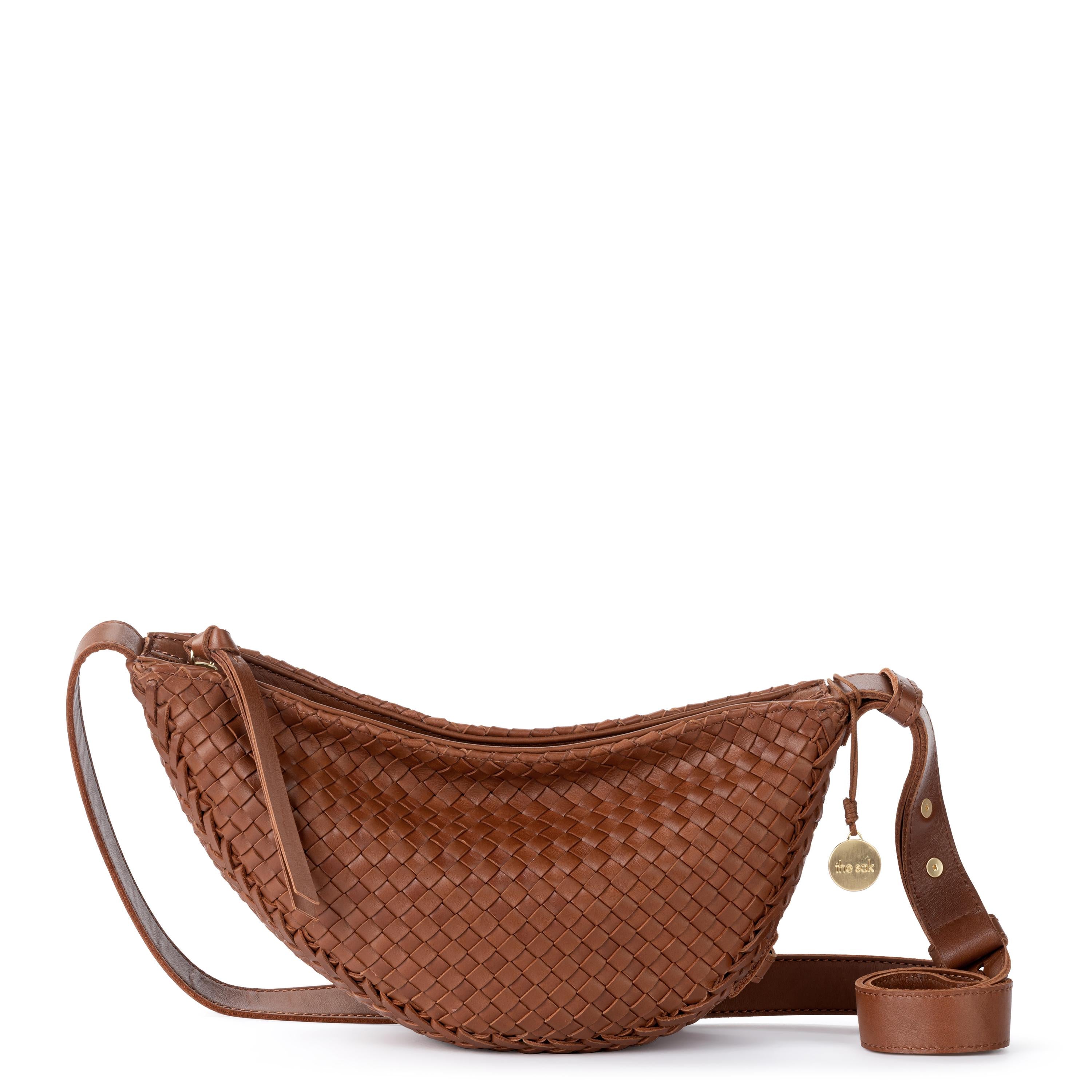 Tess Sling Bag in Woven Cognac Leather – The Sak